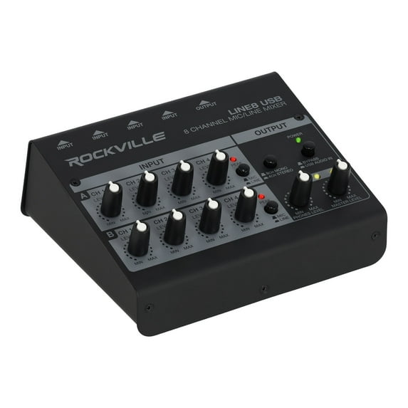 Rockville LINE8 USB 8 Channel Mic/Line Mixer w/ USB Computer Recording ...