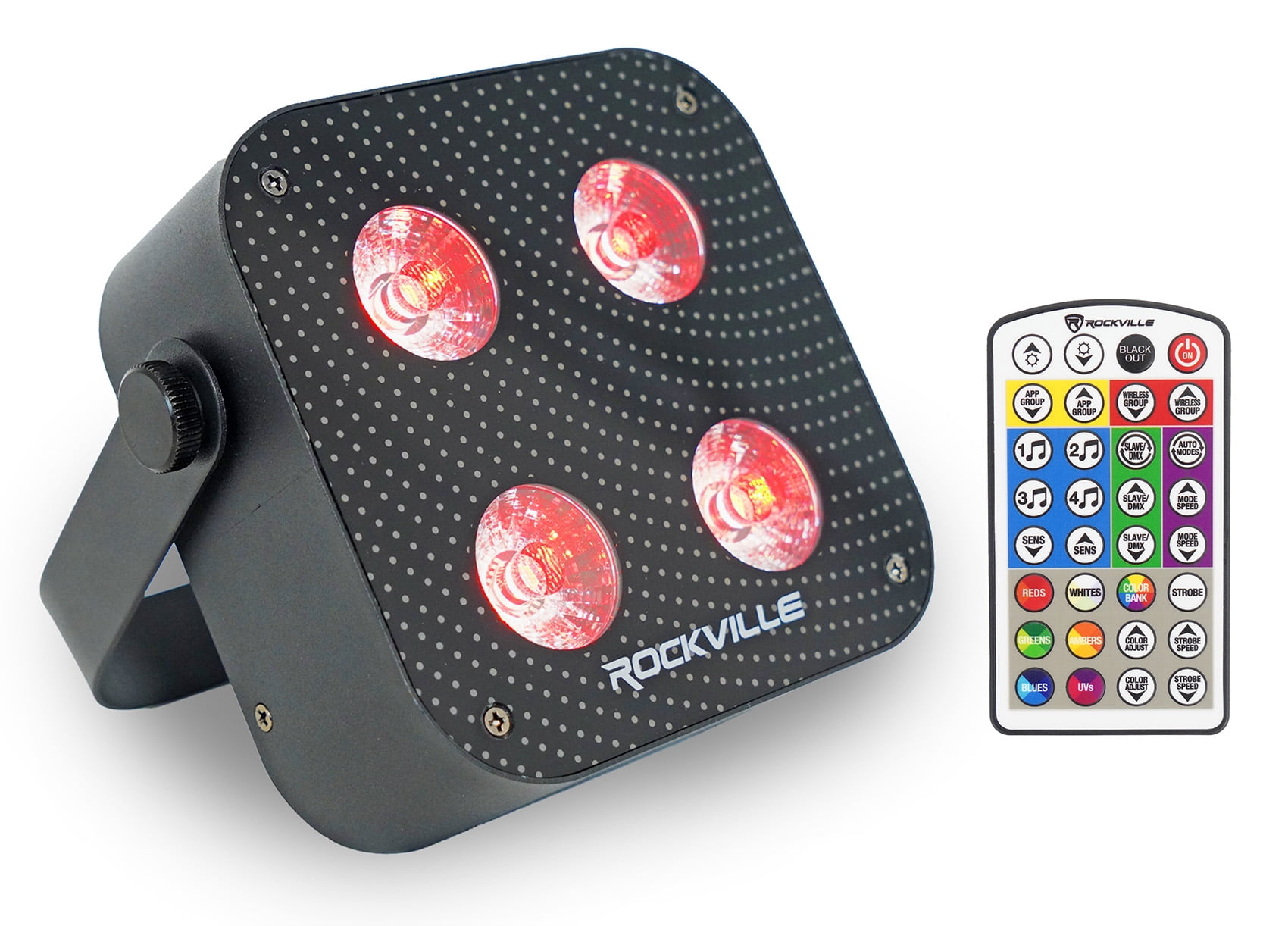 Rockville MINI IR4 Black RGBWA+UV DJ/Party Par Wash Up Light+Wireless ...