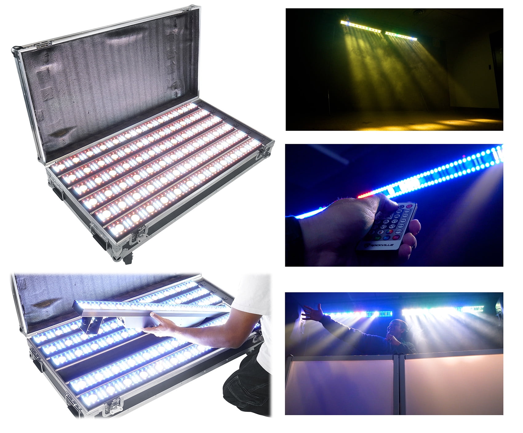 Rockville PIXEL HYBRID PACK 6 Battery Bar Wash/Strobe Light Strips ...