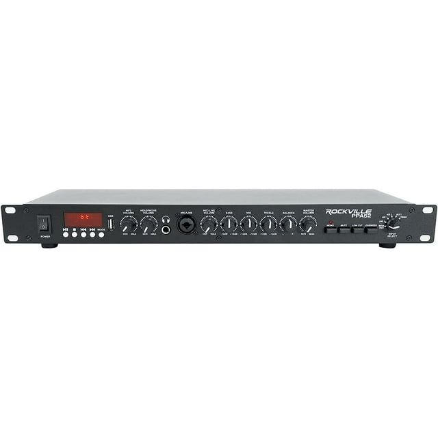 Rockville PPA52 Preamp Pro 1U Pre-Amplifier w/Bluetooth/USB/Computer ...