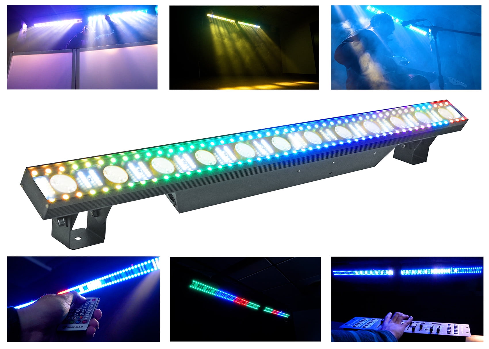 Rockville Pixel Hybrid Bar Battery Power Light Strip Linear Wash/Strobe ...