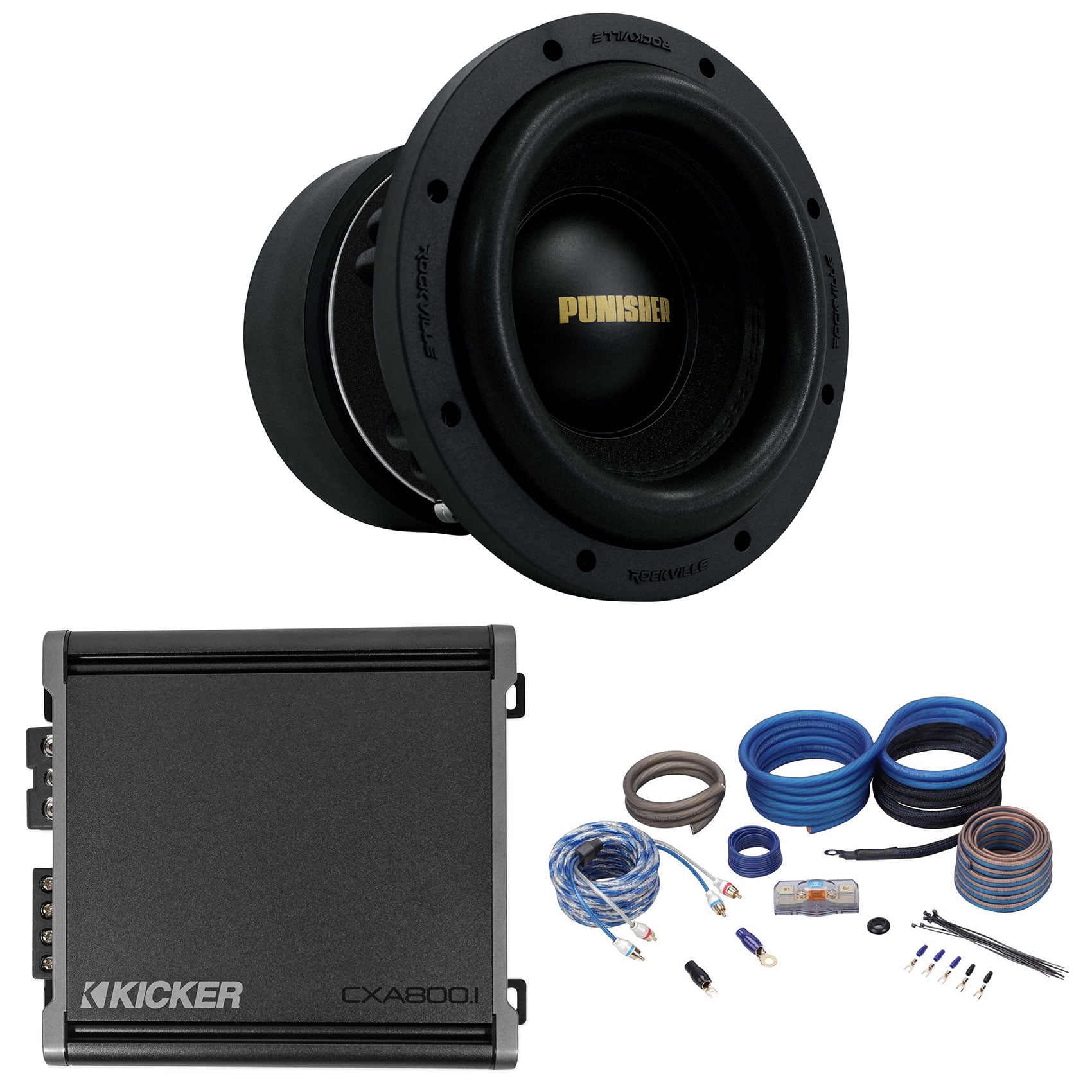 Rockville Punisher 8D2 8" 750w RMS Competition Car Subwoofer + Kicker ...