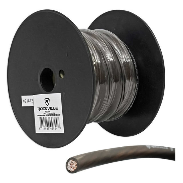 Rockville R0G5BLACK 0 Gauge AWG 5-Ft Black Car Amp Ground Wire Cable ...