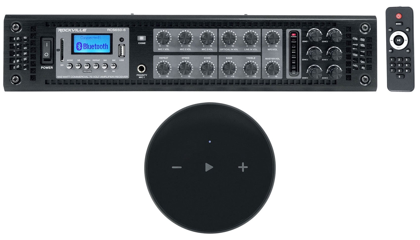 Rockville RCS650-6 650w 6 Zone 70v Commercial Amplifier+Wifi Streaming ...