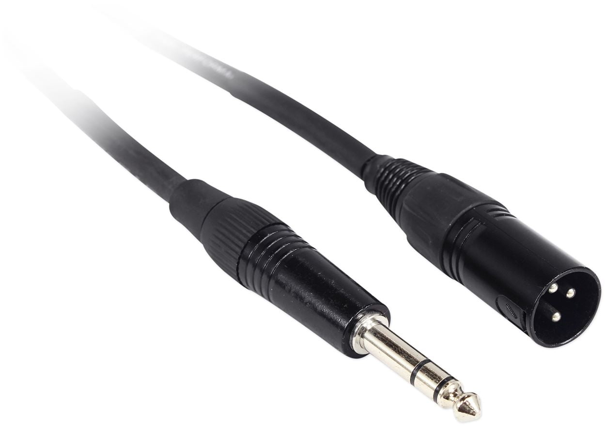 Rockville RCXMB10B 10' Male REAN XLR to 1/4'' TRS Cable Black 100% ...