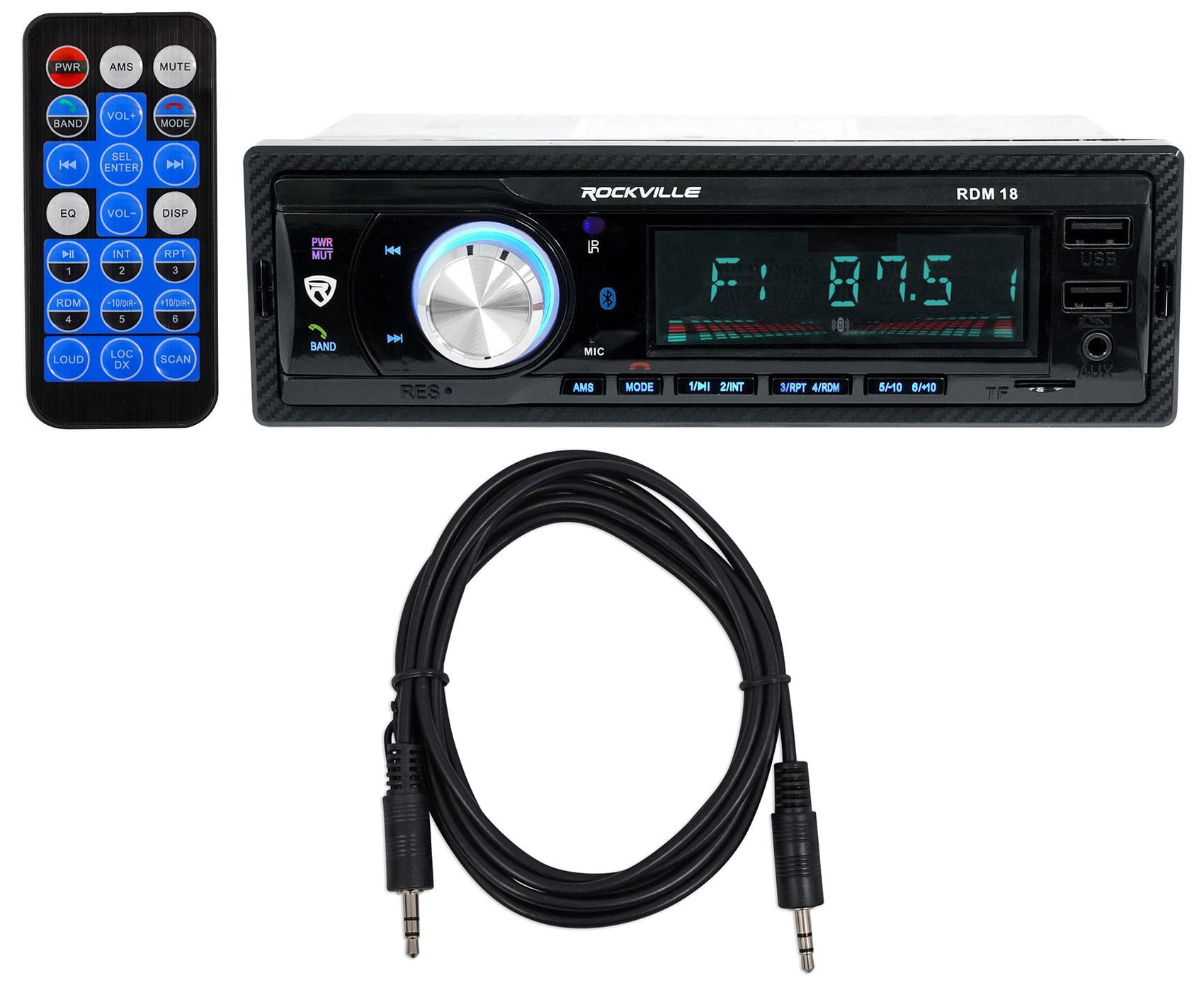 Rockville RDM18 In-Dash Car Digital Media Receiver w/ Bluetooth MP3 USB ...