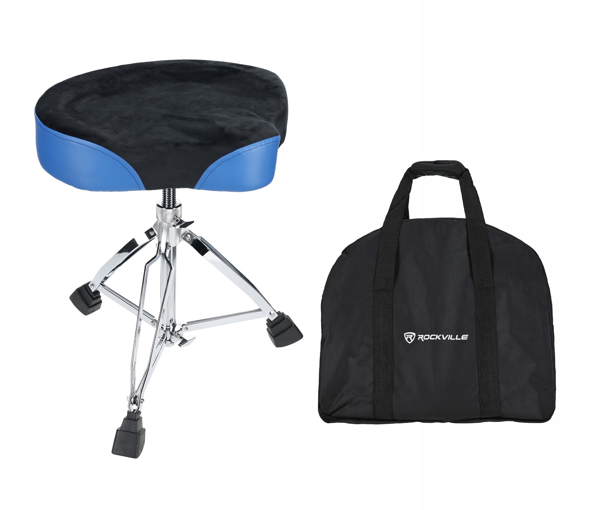 Rockville RDS52 Black/Blue Double Braced Drum Throne 4" Padding ...