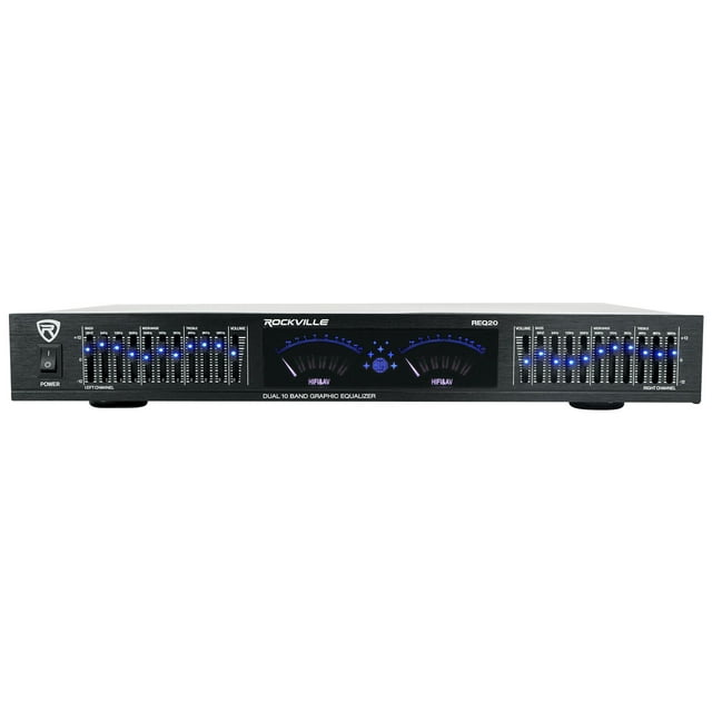 Rockville REQ20 19" Rack Mount Pro Dual 10 Band Graphic Equalizer EQ w ...