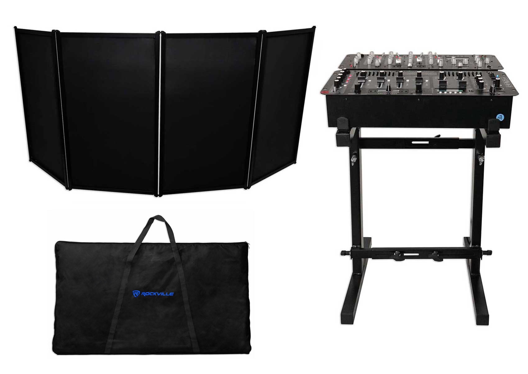 Rockville RFAAB DJ Event Facade Light Weight Booth+Travel Bag+Scrim ...