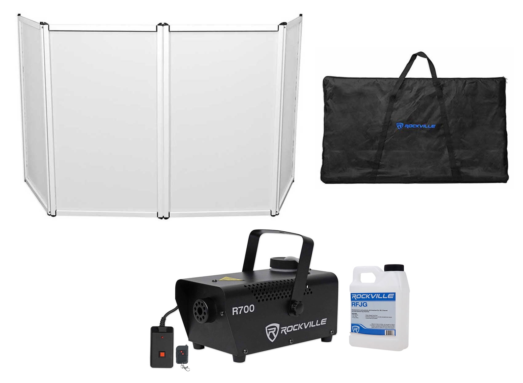 Rockville RFAAW DJ Event Facade Booth+Travel Bag+Scrim+Fog Machine ...
