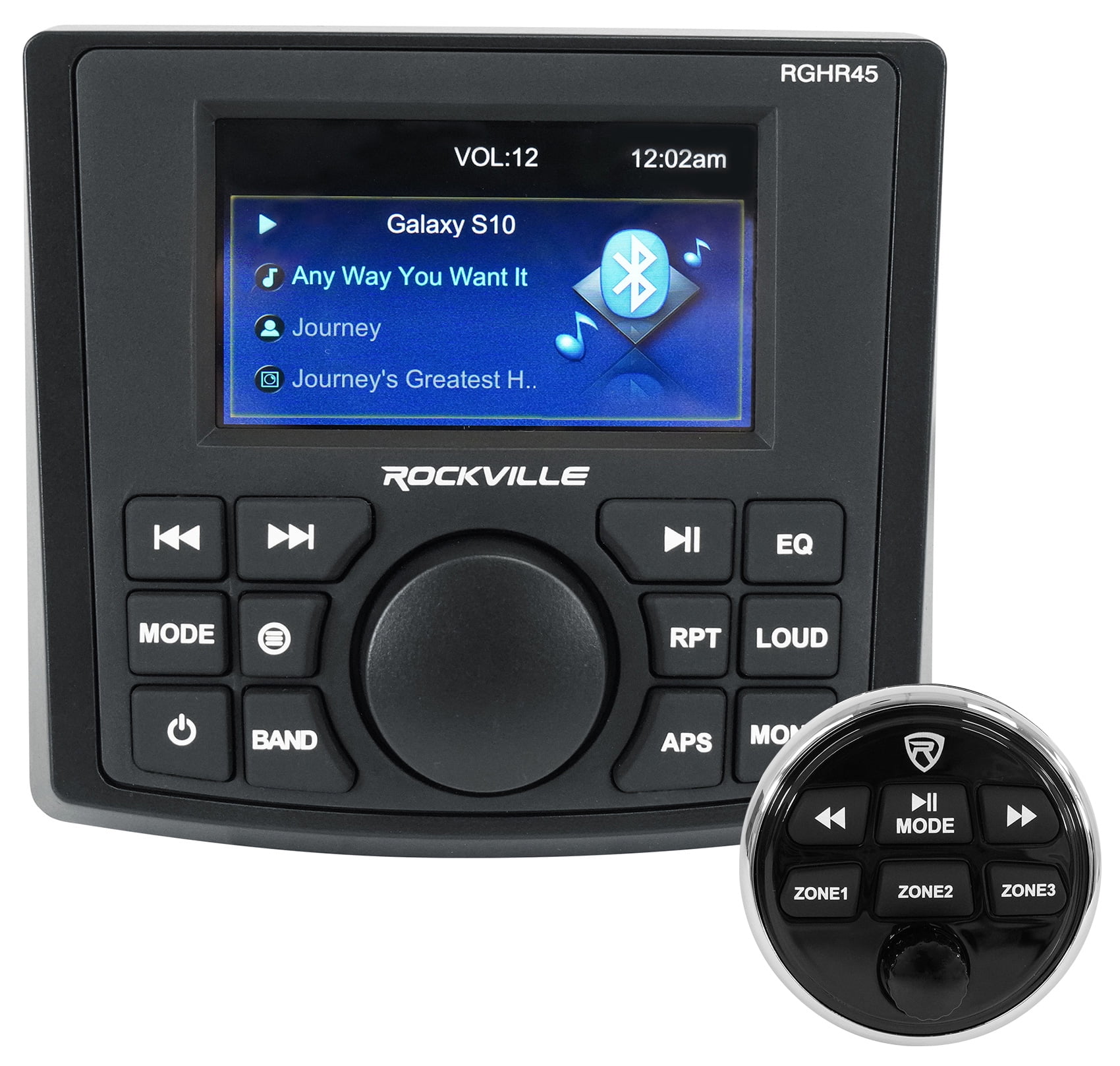 Rockville RGHR45 4 Zone Marine Gauge Hole Receiver Bluetooth/Radio ...
