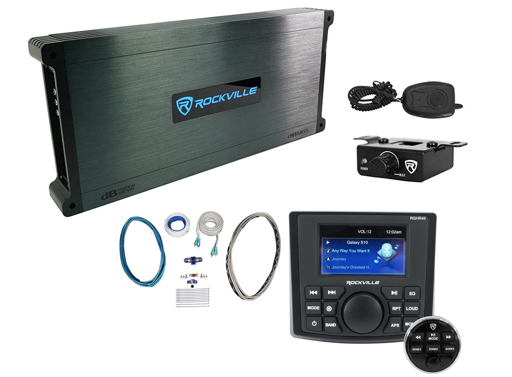 Rockville RGHR45 4 Zone Marine Receiver w/Bluetooth+6-Channel Amplifier ...