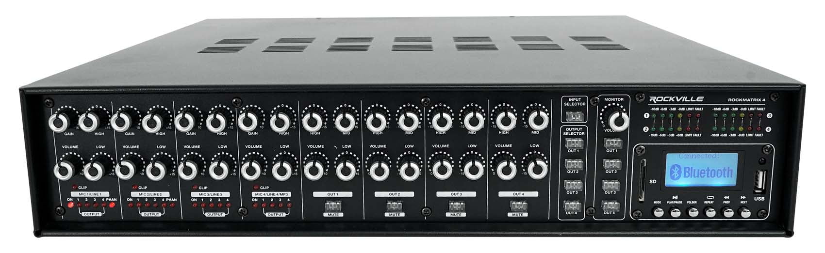 Rockville ROCK MATRIX 4 Zone 70v Multi Room Receiver Amp For Restaurant ...