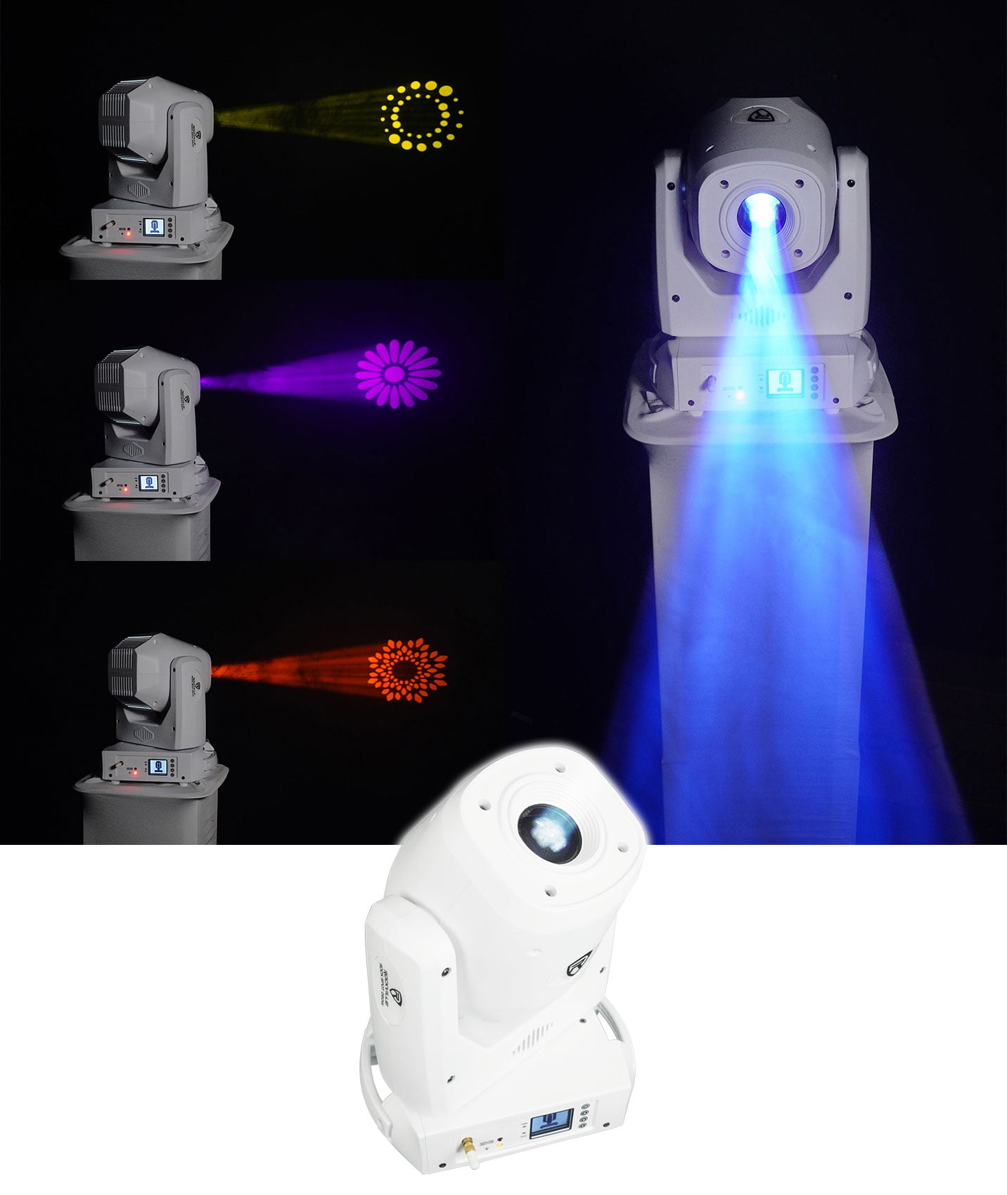 Rockville ROCK SPOT 260W White Moving Head Wireless DMX DJ Spot/Prism ...