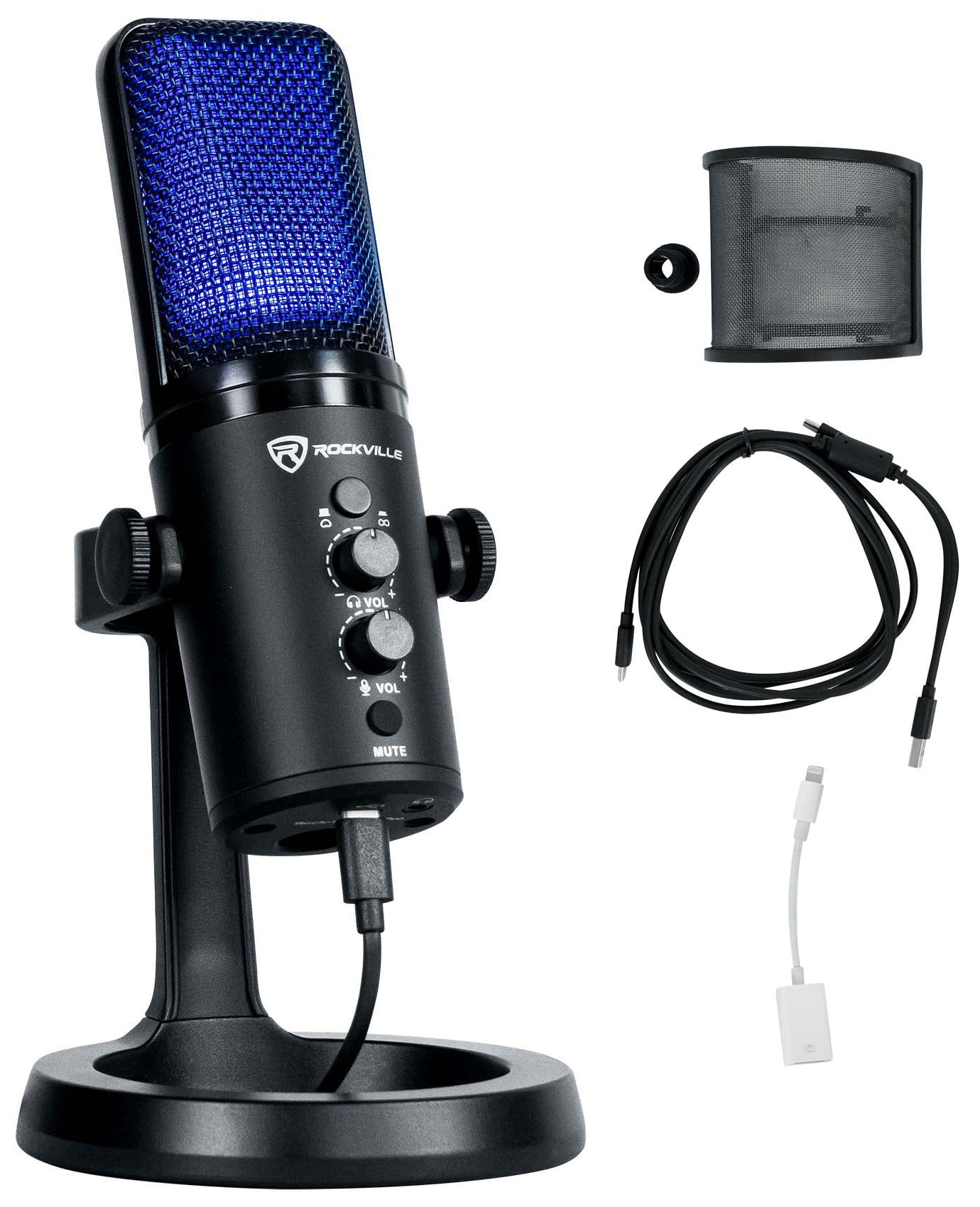 Rockville ROCK-STREAM PRO USB Microphone with Stand - Podcast Kit for ...