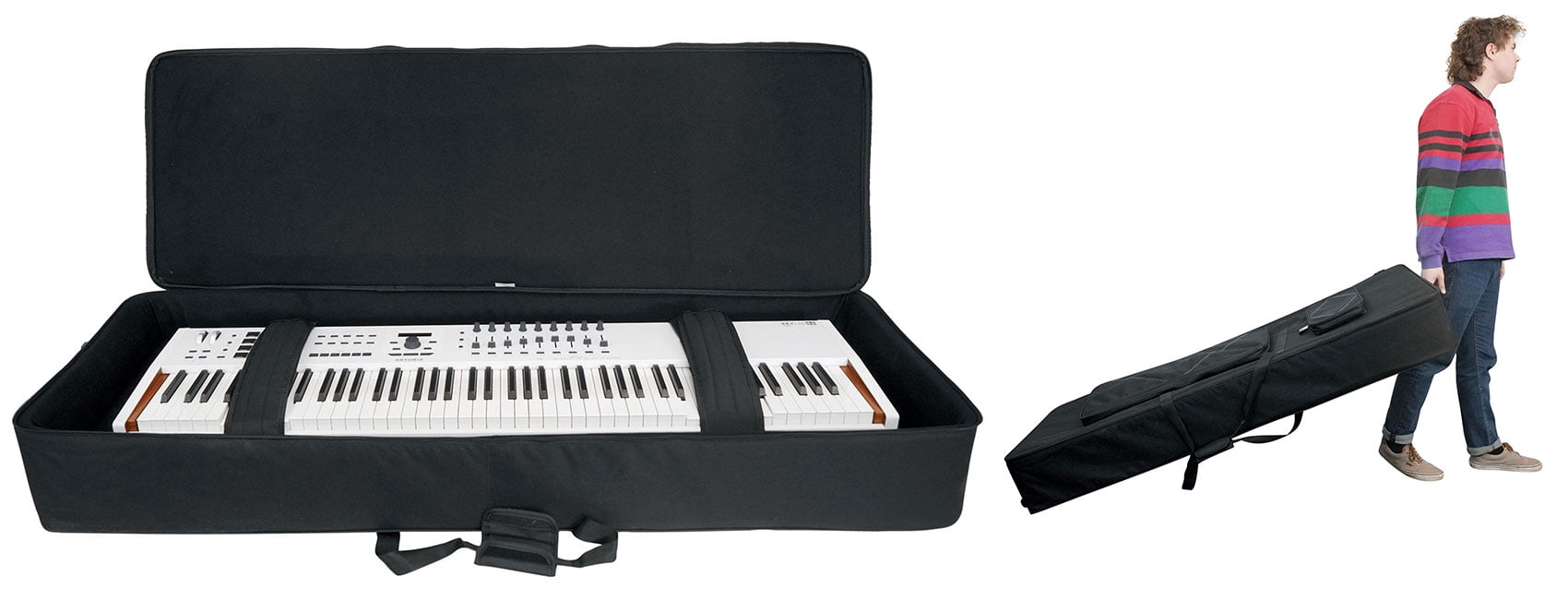 Rockville ROLLING BAG 88 Key Keyboard Case w/ Wheels+Trolley Handle and ...
