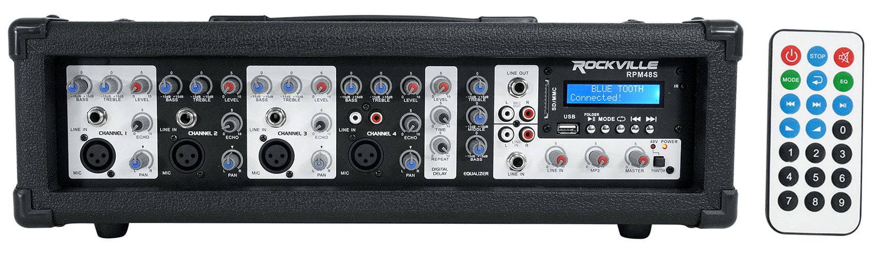 Rockville RPM48S 2000w Powered 4 Channel Mixer/Stereo Amplifier w ...