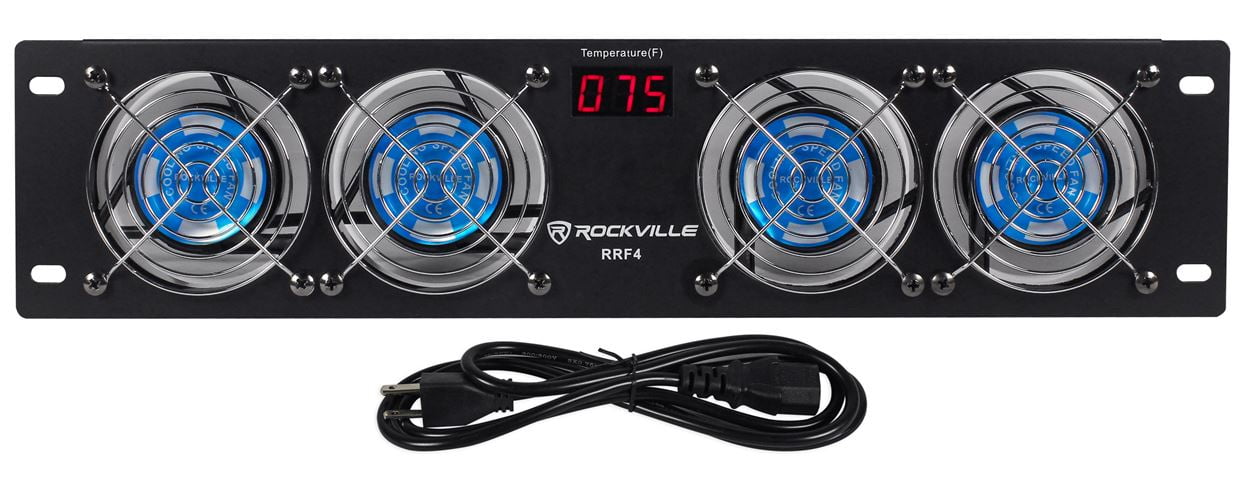 Rockville RRF4 19" Rack Mount 4 Fan Cooling System with LED Temperature ...