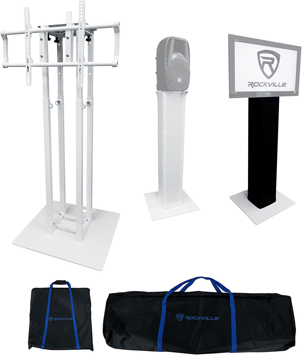 Rockville RTP33-TV Pro Totem DJ Speaker/Lighting Stand w/Detachable TV ...