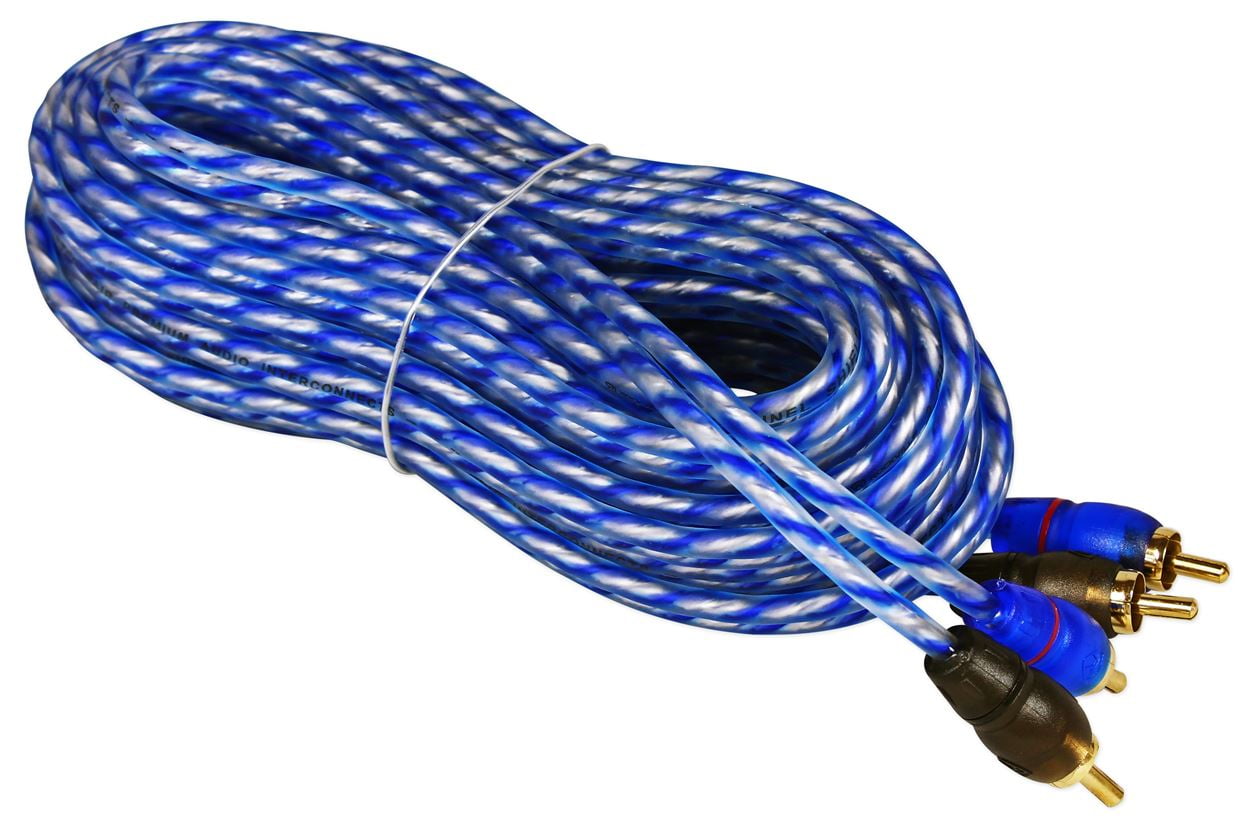 Rockville RTR252 25 Foot 2 Channel Twisted Pair RCA Cable Split Pin ...