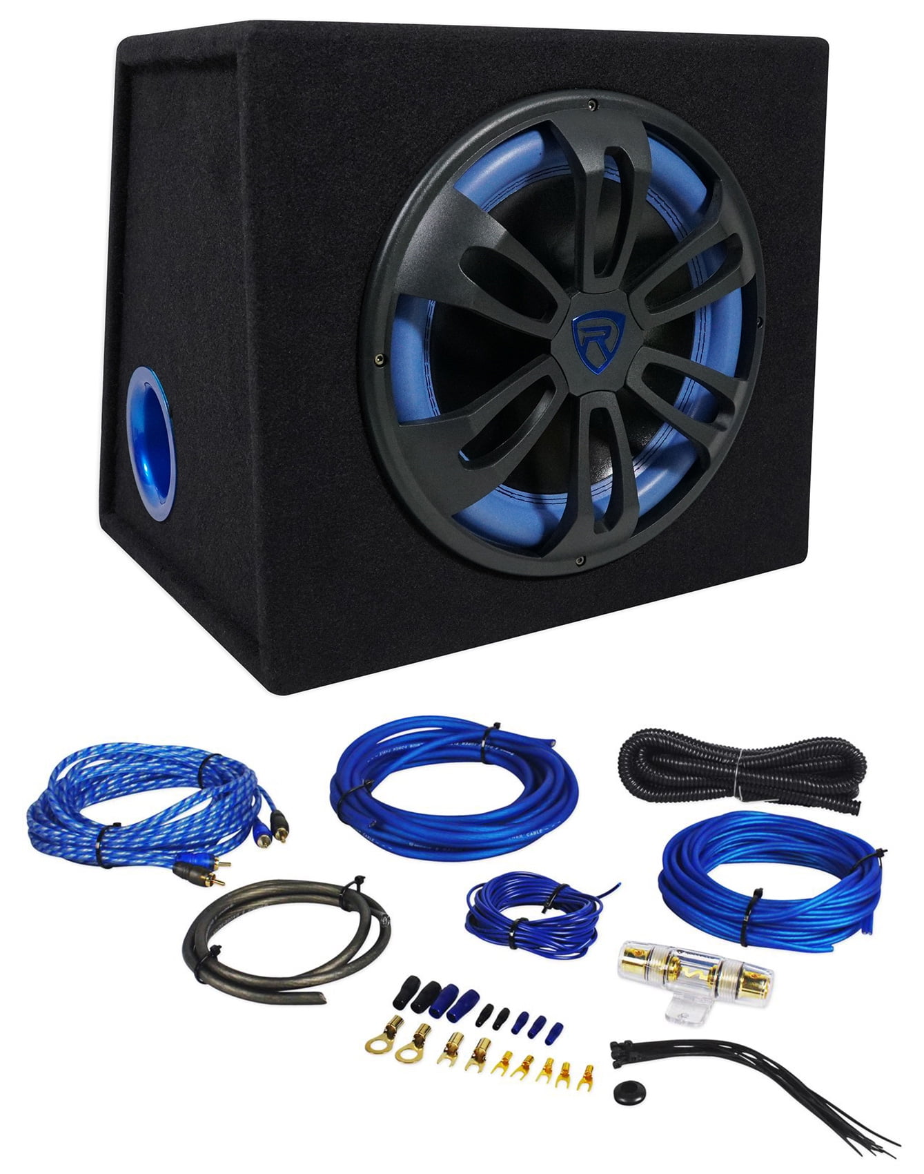 Rockville RVB12.1A 12 Inch 500W Powered Car Subwoofer+Sub Enclosure Box ...