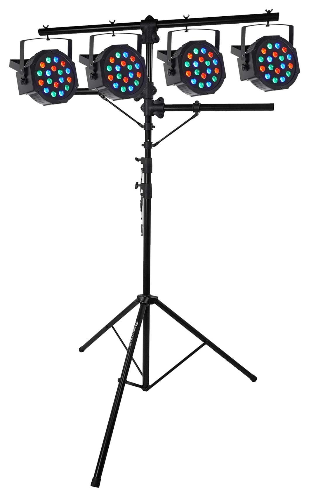 Rockville RVLS1 Tripod Lighting Tree Stand with Side Bars+(4) Par Can ...
