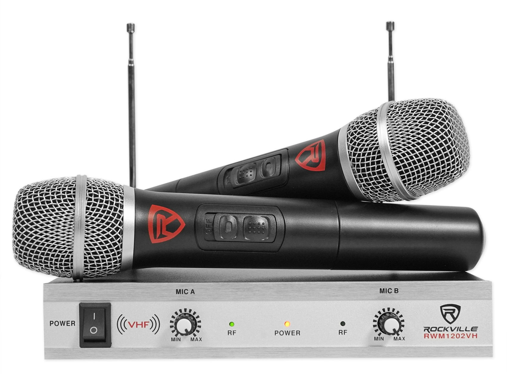 Rockville RWM1202VH VHF Wireless Dual HandHeld Microphone System/Metal ...