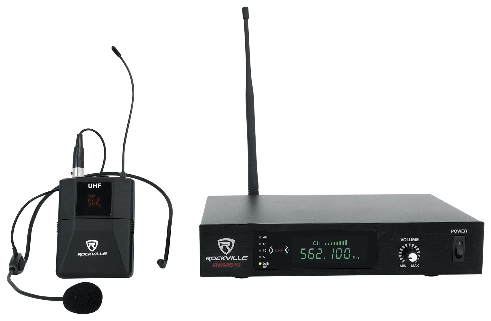 Rockville RWM61U Professional UHF Headset & Guitar Wireless Microphone ...
