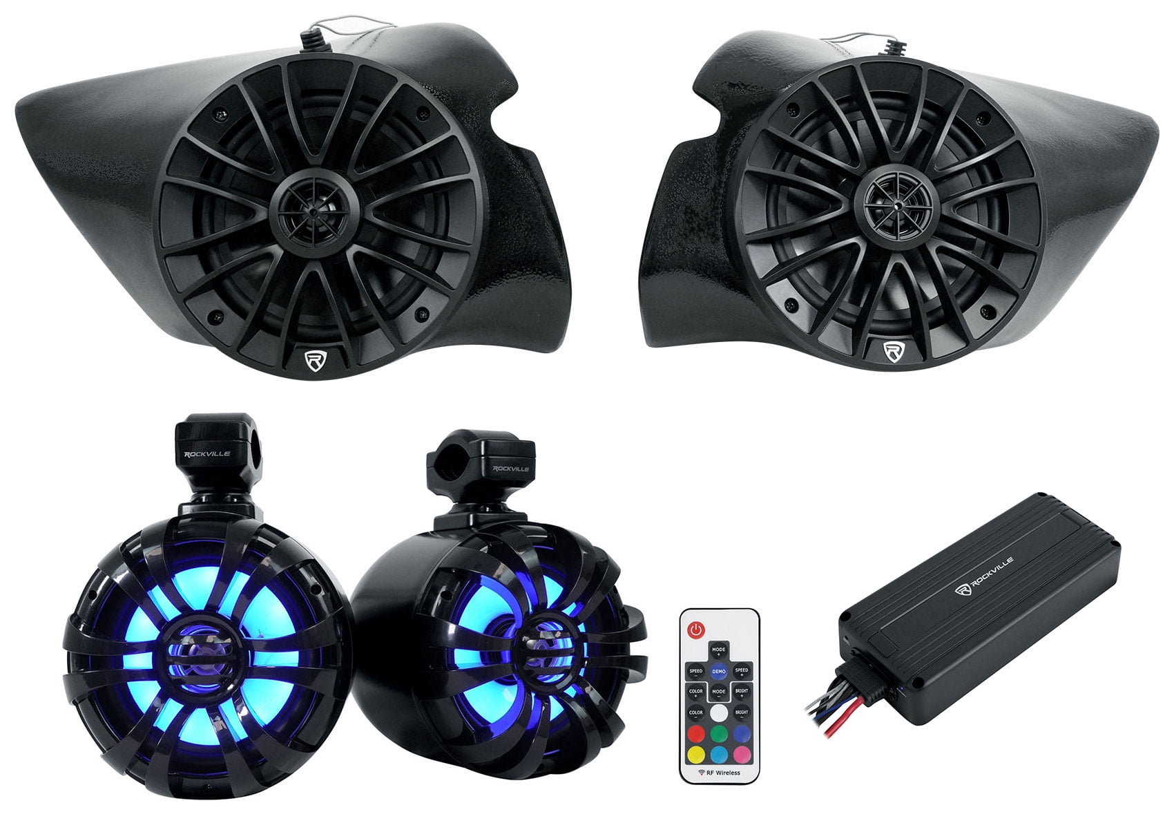 Rockville RZL6 6.5" Kick Panel+Tower Speakers+Amp For 2015-18 Polaris ...