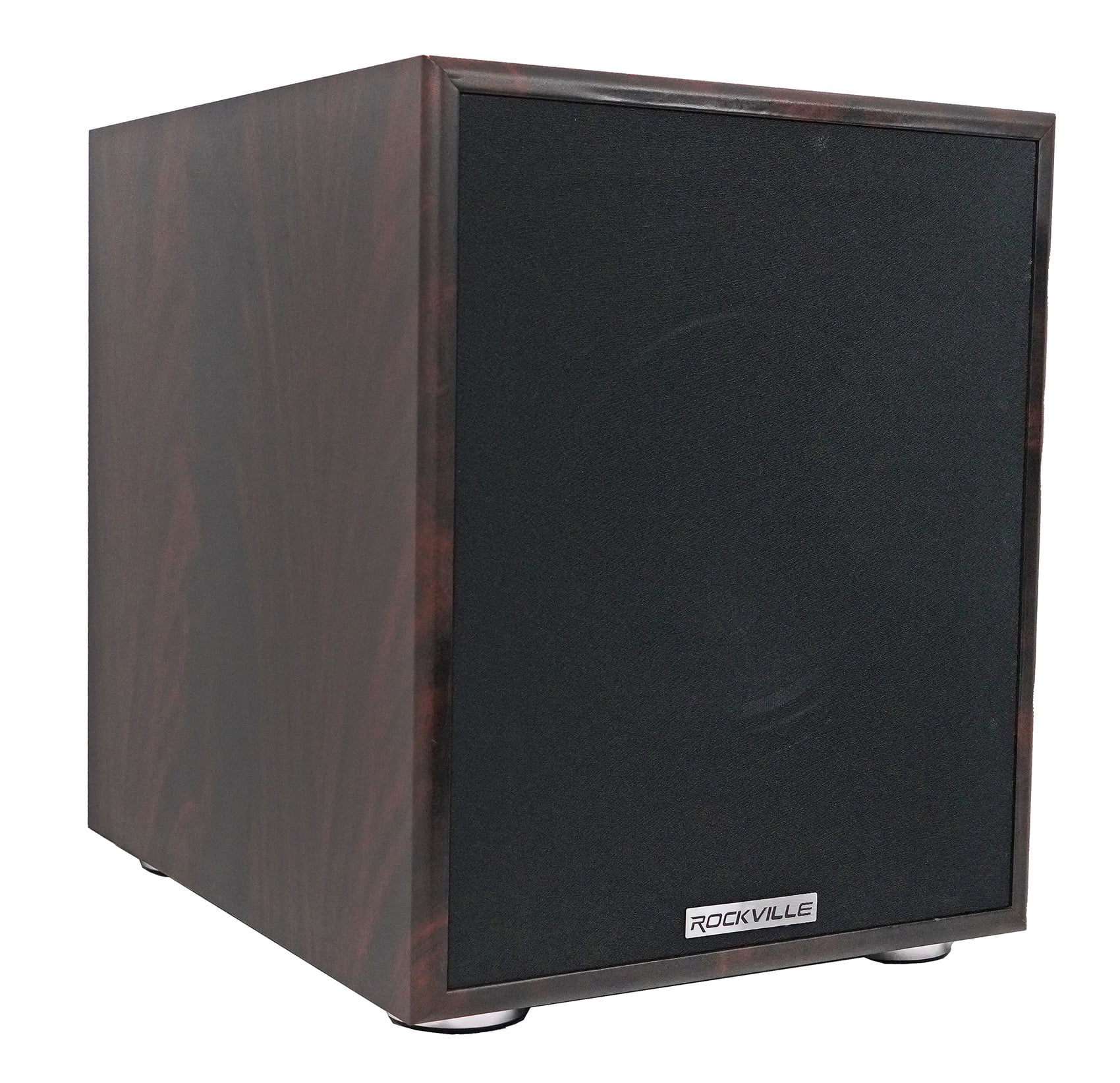 Rockville Rock Shaker Dark Wood 600w 10" Powered Home Theater Subwoofer ...