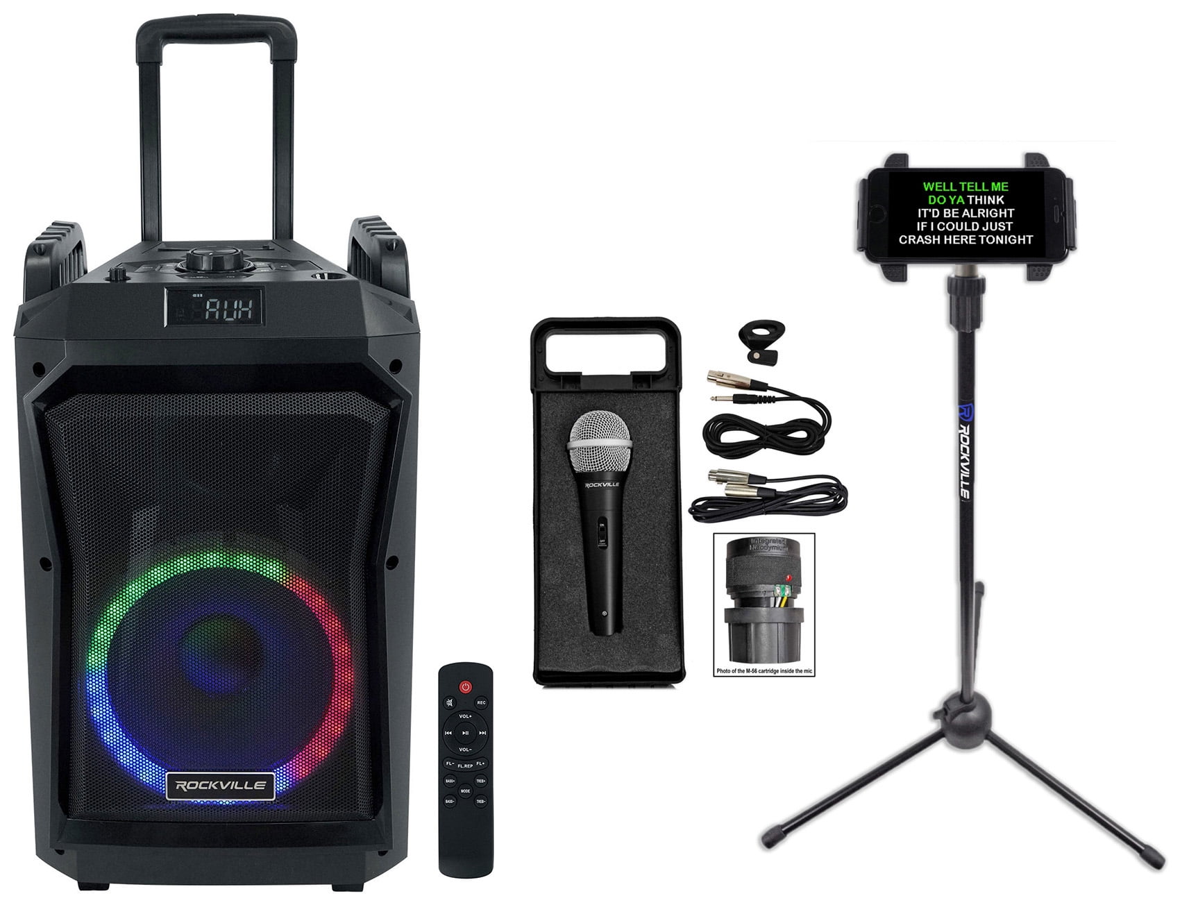 Rockville RockNGo 800 10" Karaoke Machine System w/ LED's+Wheels+Tablet ...