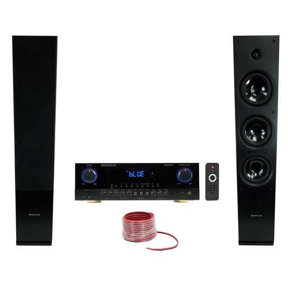 Rockville SINGMIX 5 2000w Bluetooth Home Receiver Mixer+(2) Black Tower ...