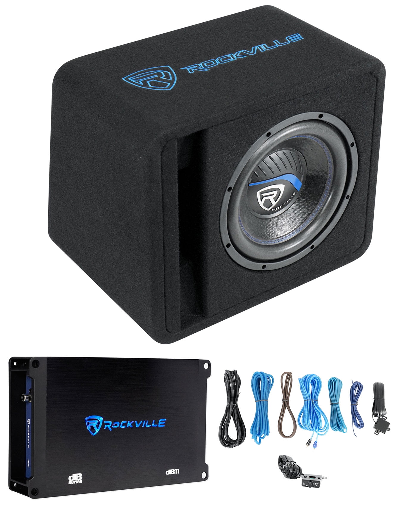 "Rockville 10"" K5 1200w Car Subwoofer in Vented Enclosure with DB11 ...
