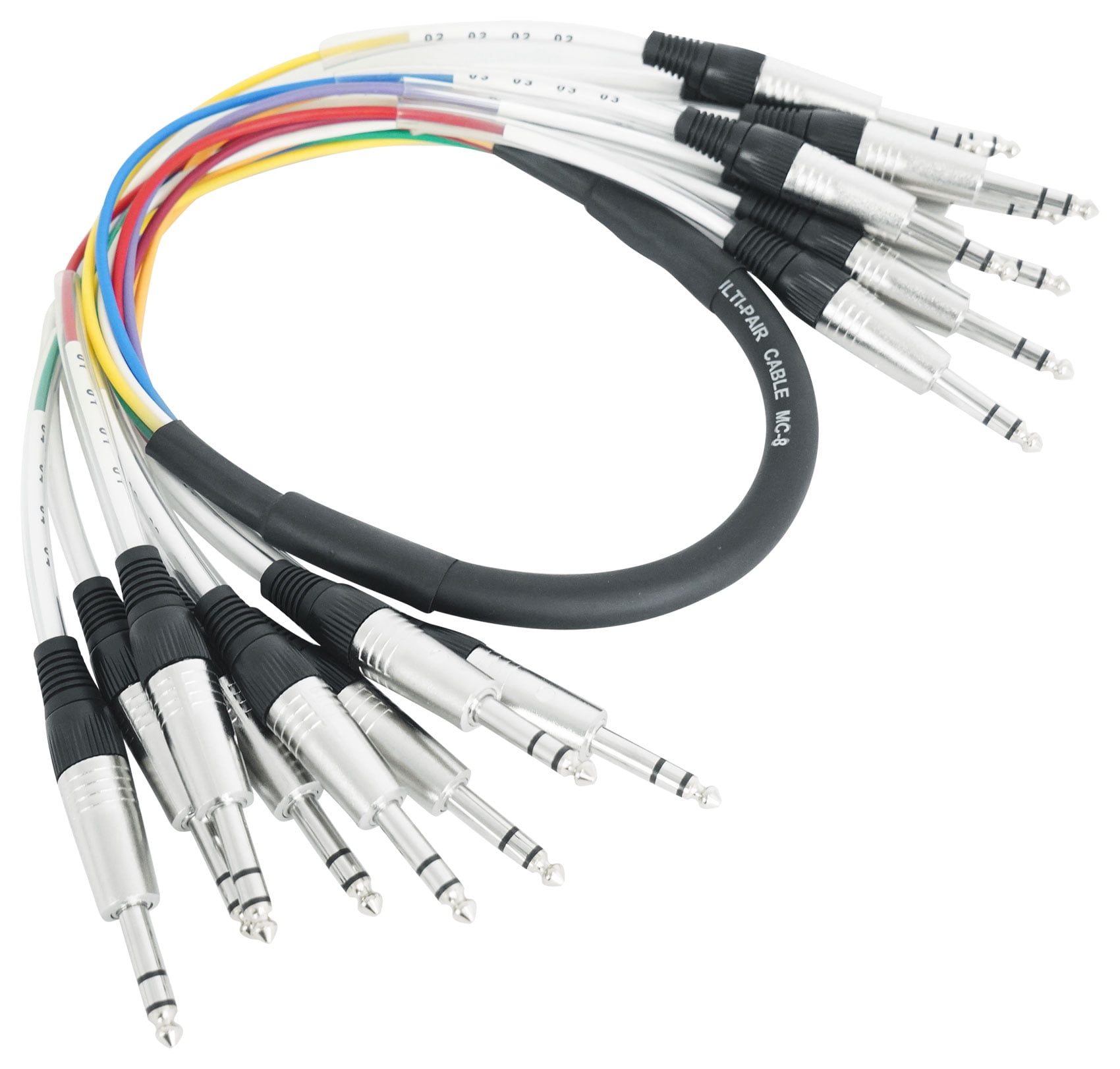 Rockville SQ803 8 Channel 3 Foot 1/4" TRS Snake Cable (Male to Male ...