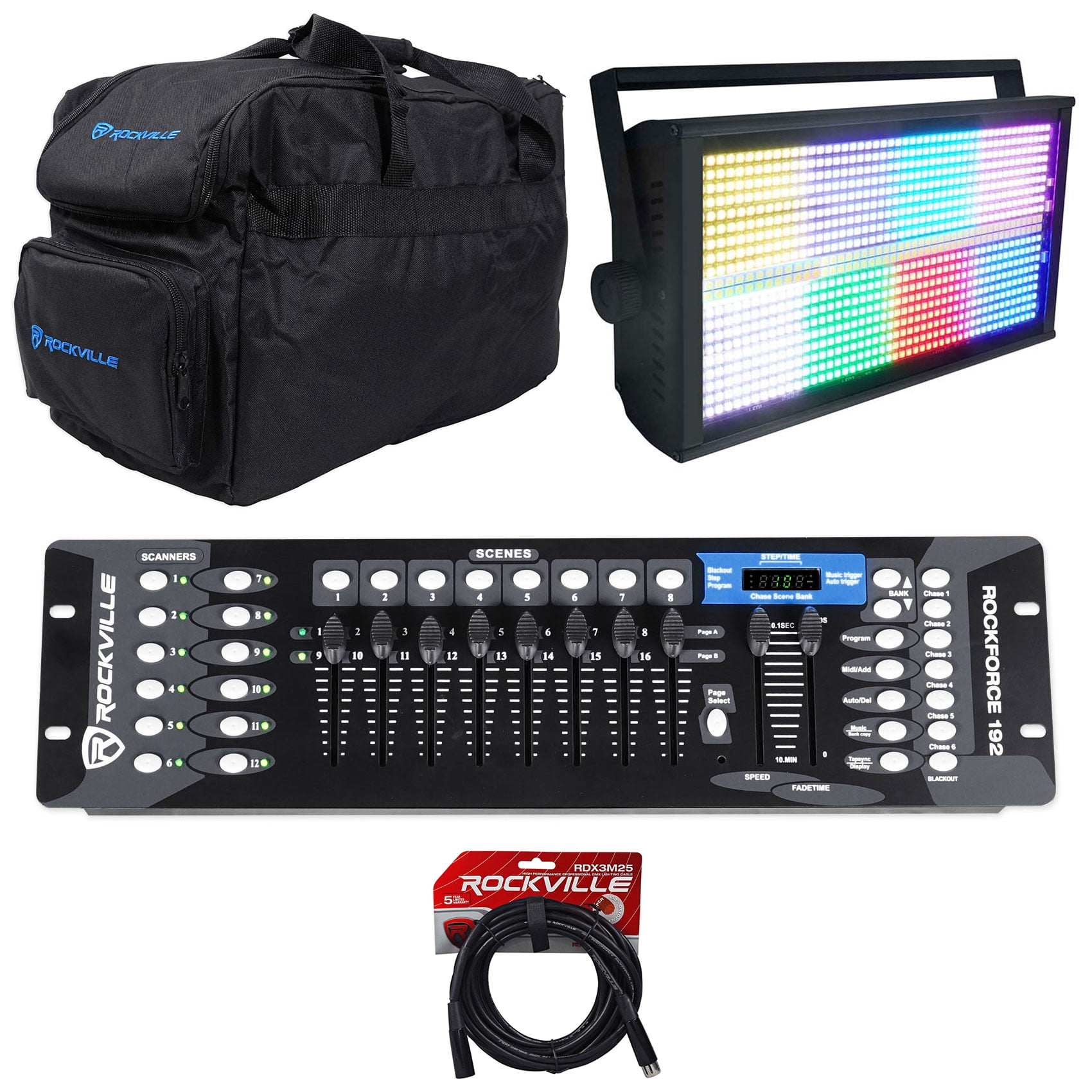 Rockville STAGE PANEL 864 LED RGB DMX Wash Light+Strobe+Matrix ...