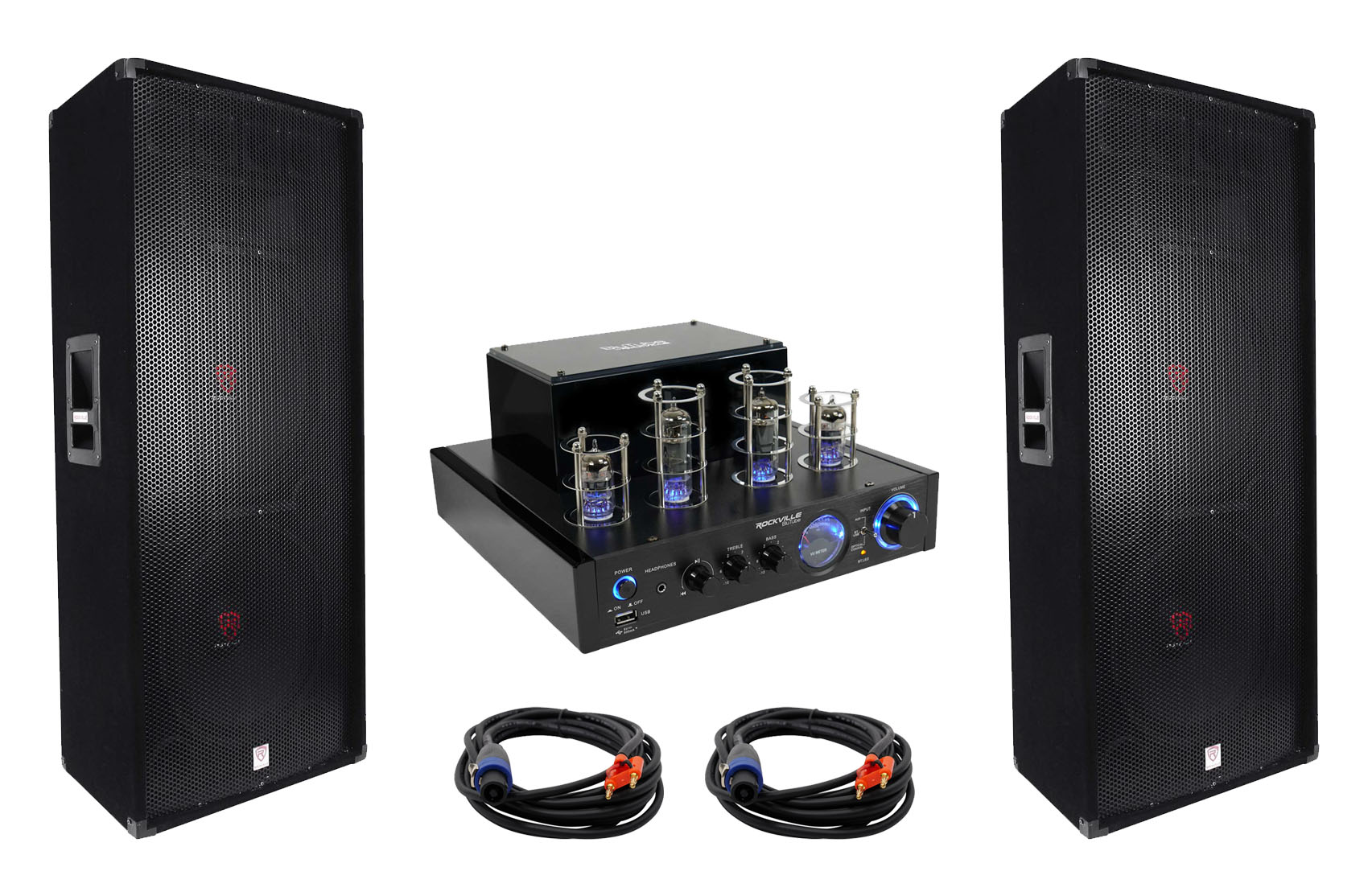 Rockville Tube Amplifier/Home Stereo Receiver+(2) Dual 15” 3000w 3-Way ...