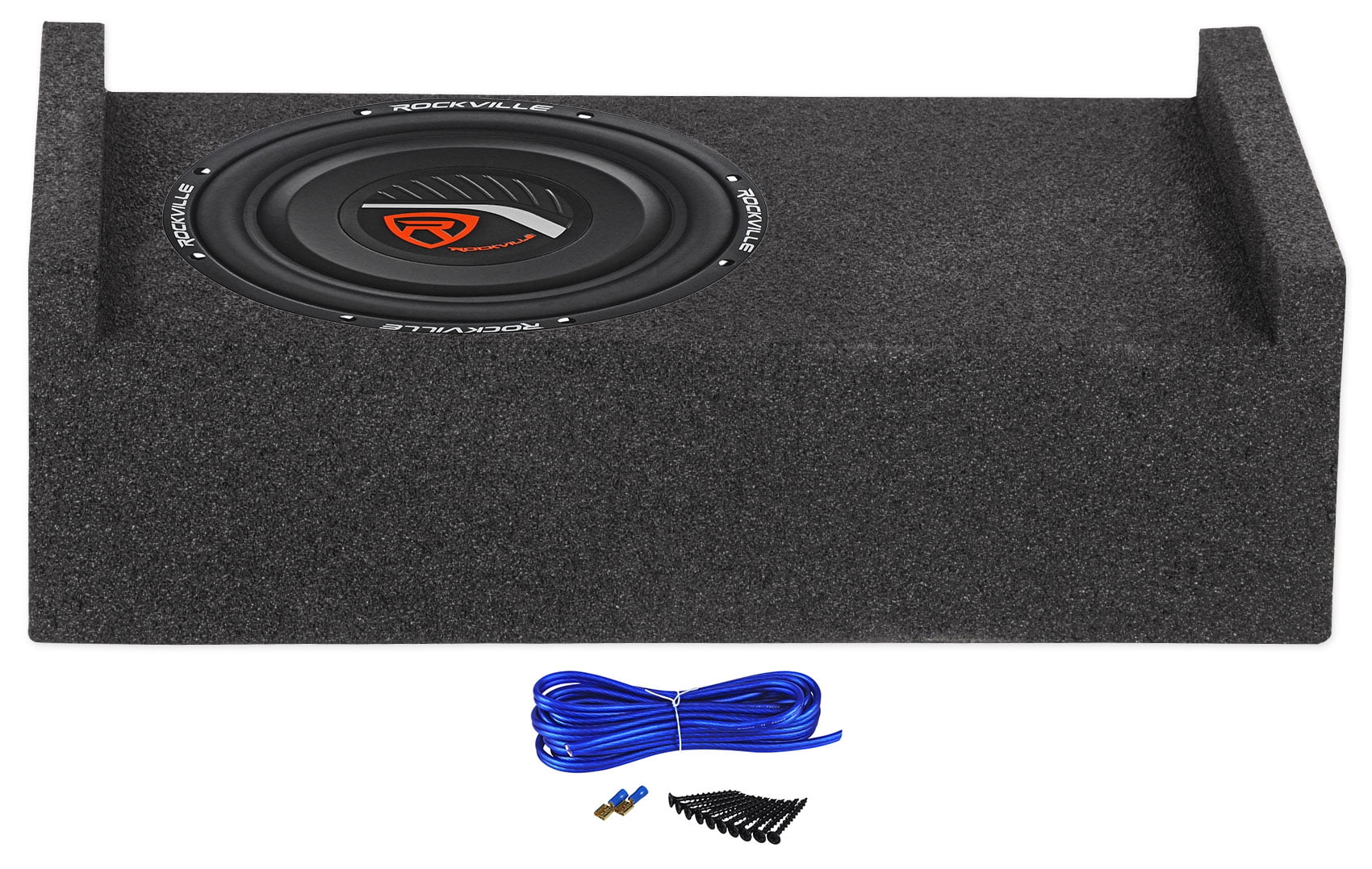 Rockville W10T4-S2 10" 1200w Shallow Car Subwoofer+Bedlined Sub ...