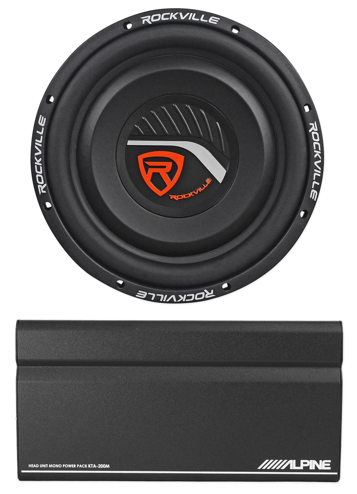 Rockville W12T4-S2 12" Shallow Car Subwoofer 2-Ohm Sub+Alpine Mono ...