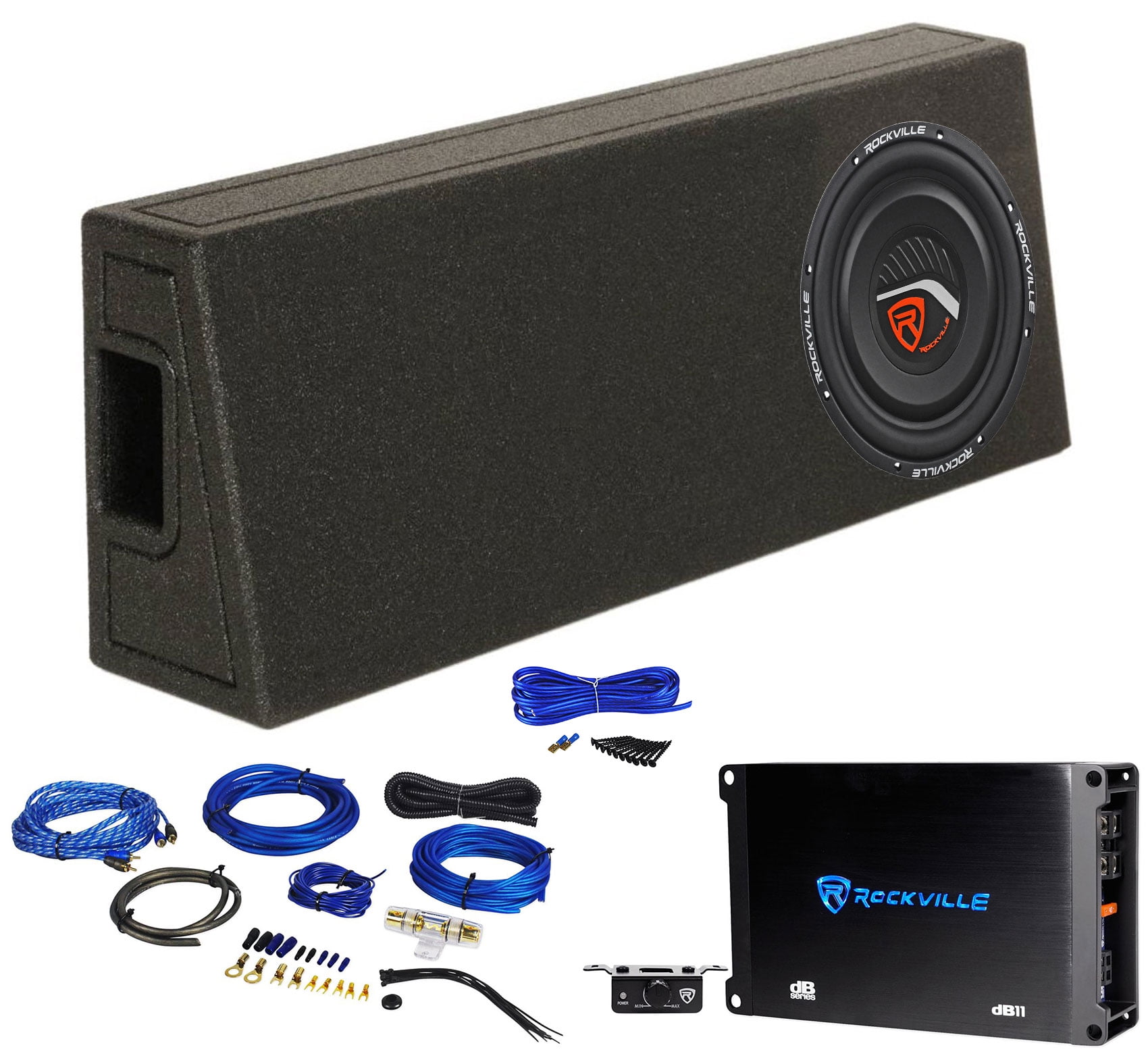 Rockville W12T4S2 12" Subwoofer+Amp+Behind Seat Ported Truck Sub ...