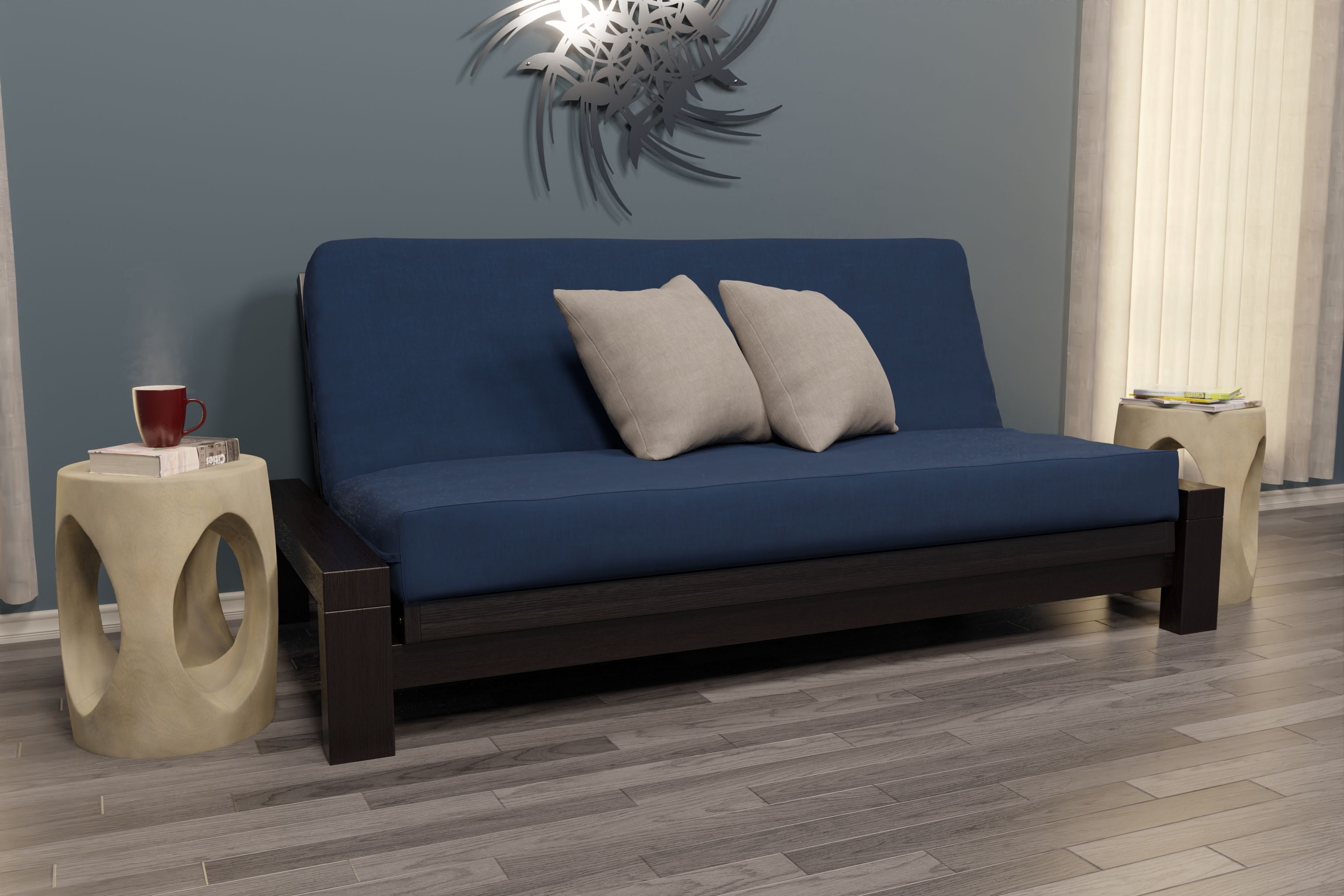 Rockwell Wood Full Size Futon Package with Merlin Mattress, Cover and ...