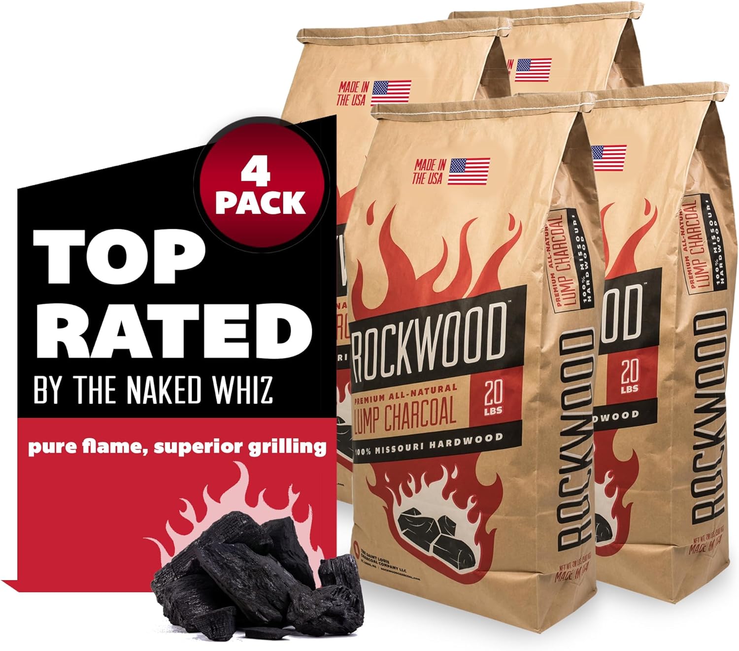 Rockwood Natural Lump Charcoal - Oak, Hickory & Cherry Hardwood Blend ...