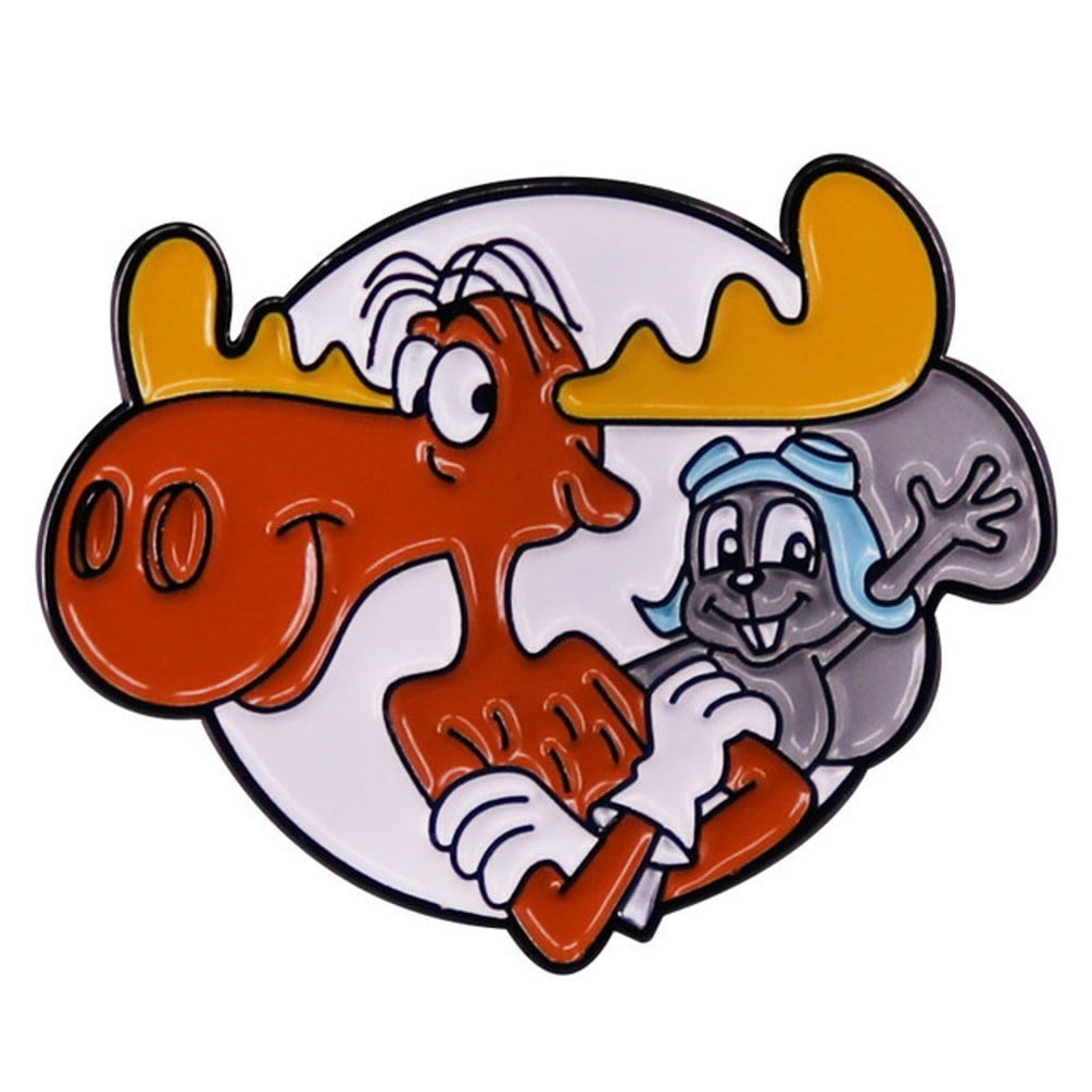 Rocky And Bullwinkle Cartoon Characters 1 Inch Wide Enamel Metal Pin ...
