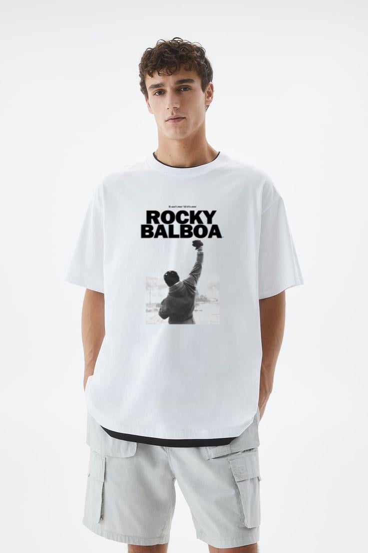 Rocky Balboa Punching Sky Movie T-Shirt Poster Boxing Philly Steps ...