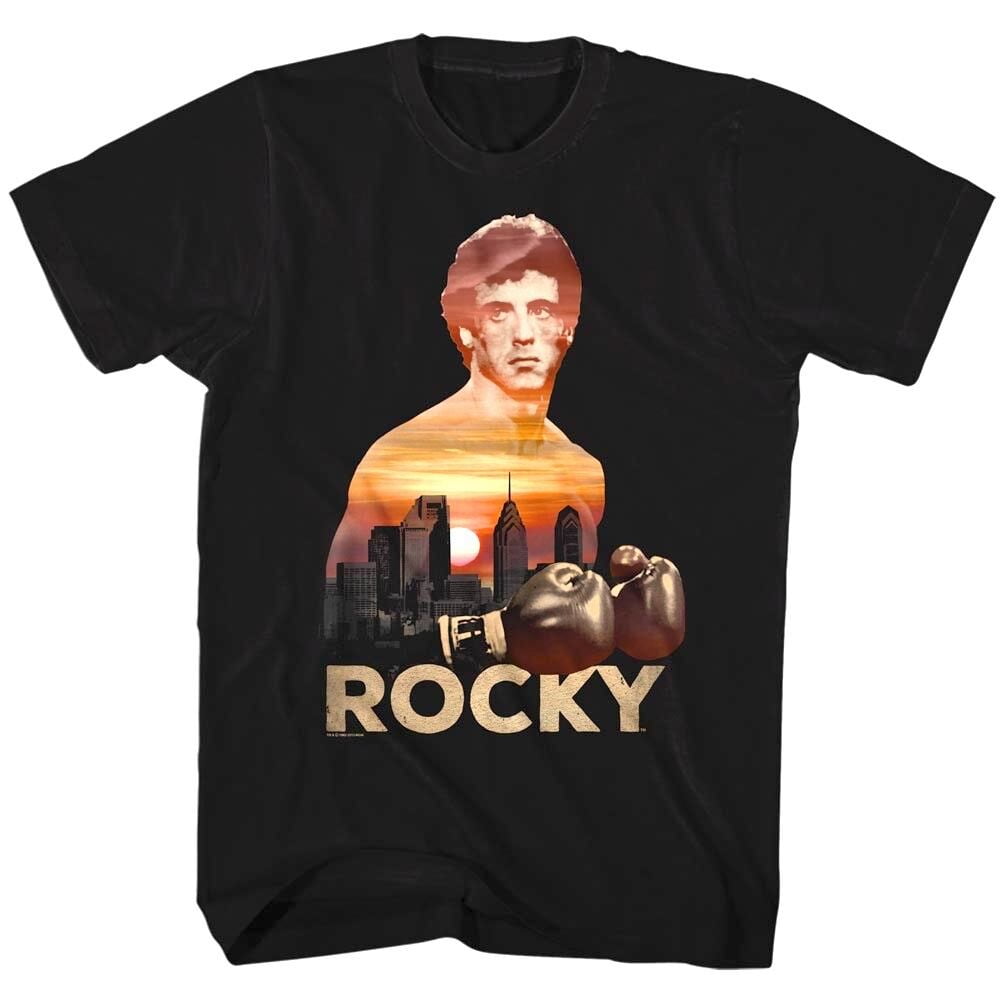 Rocky Balboa Sunset Over Philly City Men's T Shirt Philadephia Skyline ...