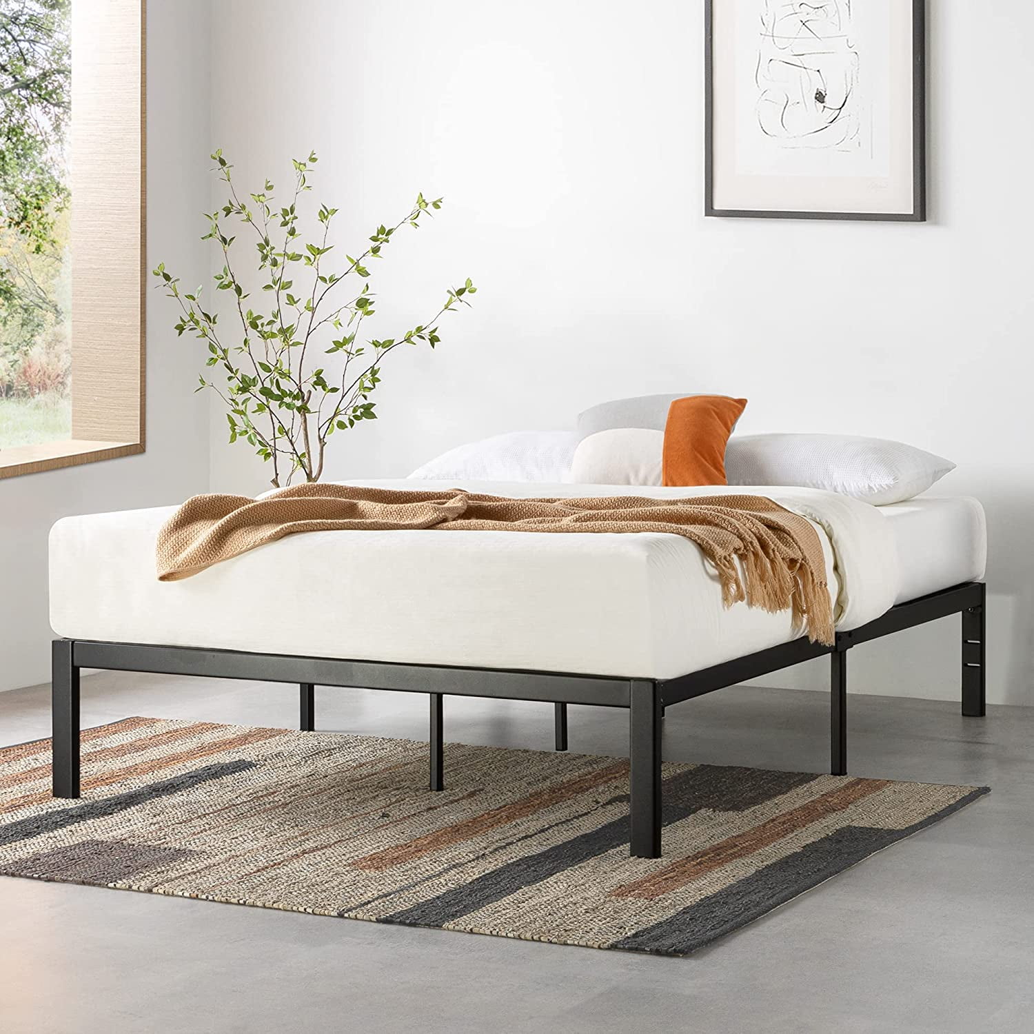Rocky Base E 14" Platform Bed Heavy Duty Steel Black, w/ Patented Wide ...