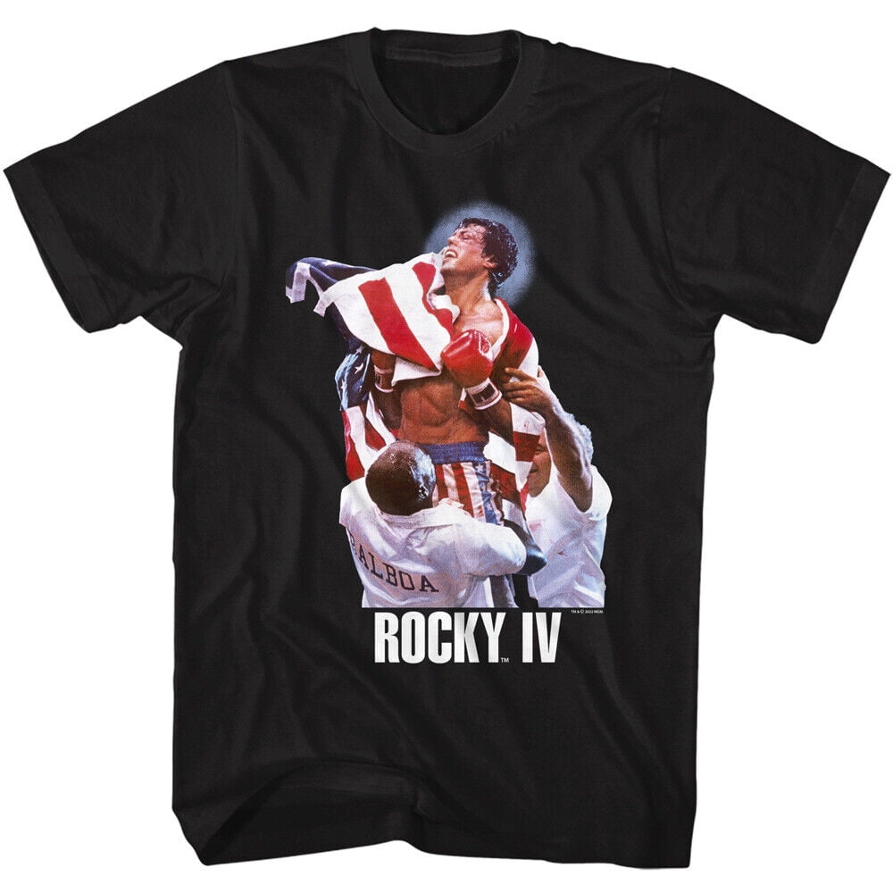 Rocky IV DVD Cover Trainers Lifting Rocky After Fight USA Flag Men's T ...