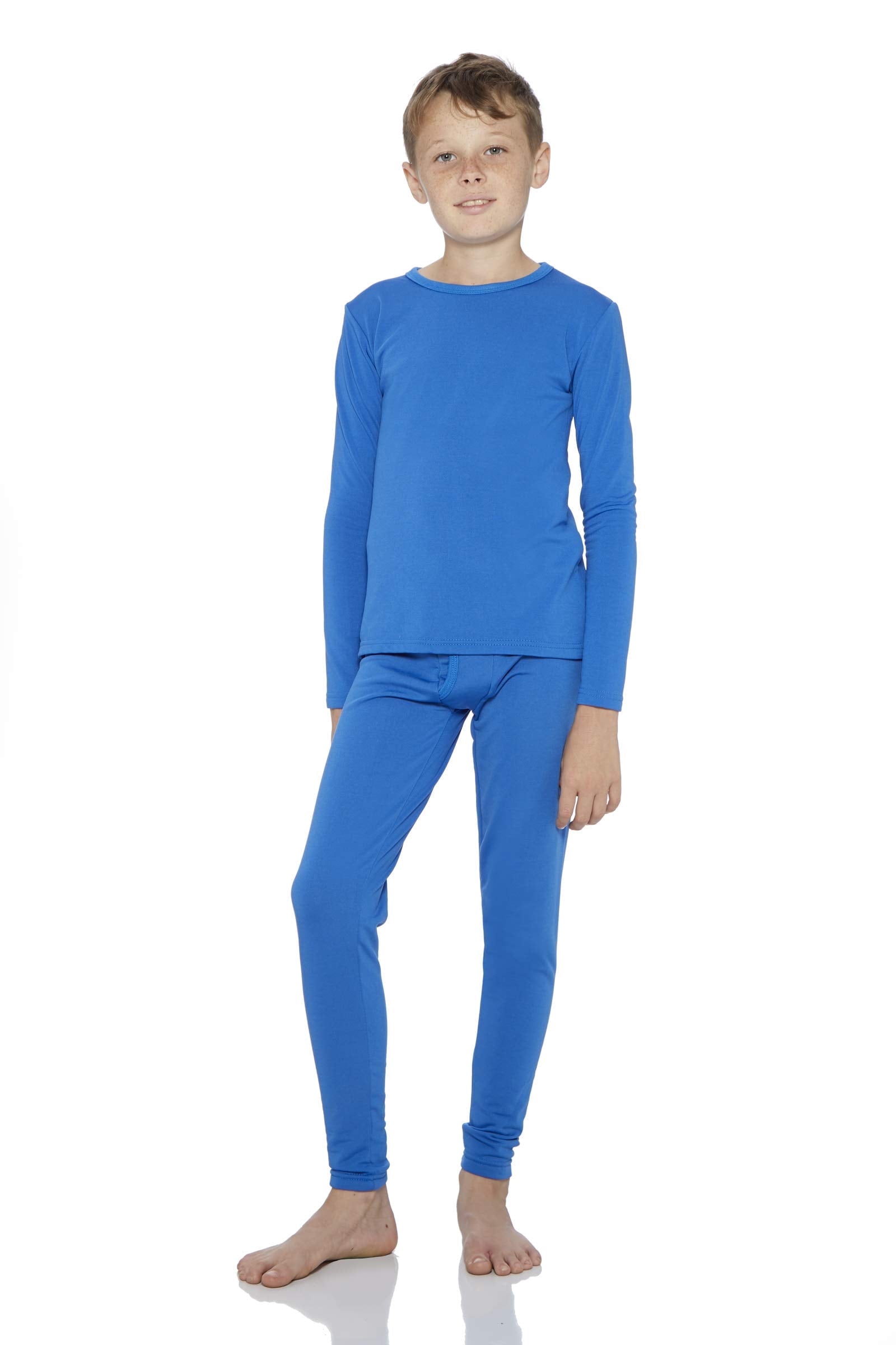 Rocky Kids Thermal Underwear Top & Bottom Set Long Johns for Boys, Blue ...