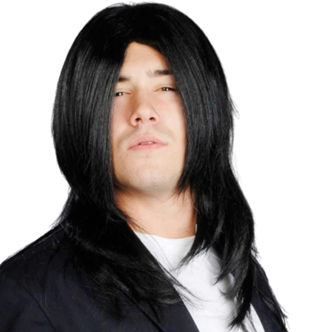 Rocky Long 90s Hair Band Color Black - Enigma Wigs Grohl Men's Grunge ...