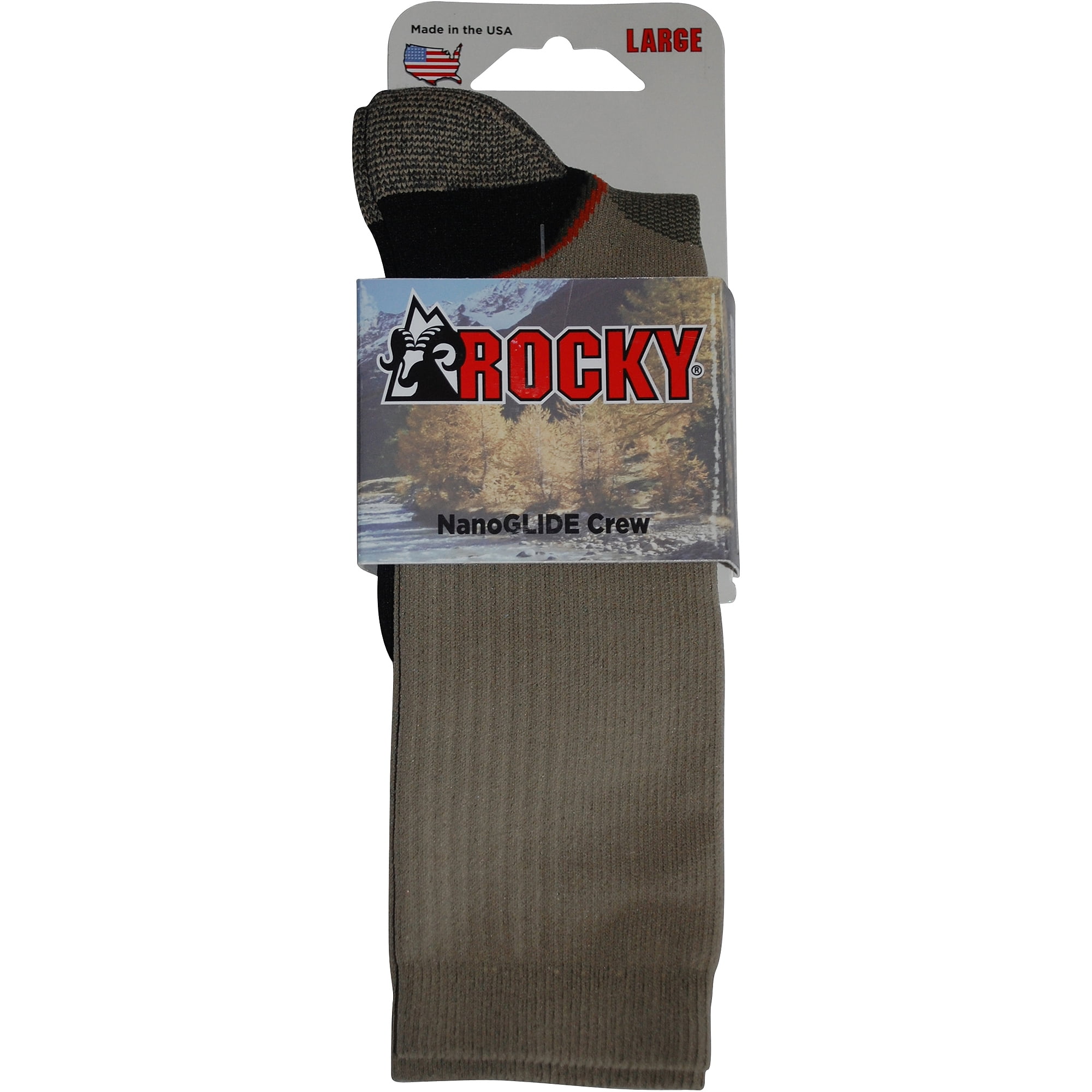 Rocky Men's Nanoglide/Cutec Technical Crew Socks, Khaki/Black - Walmart.com