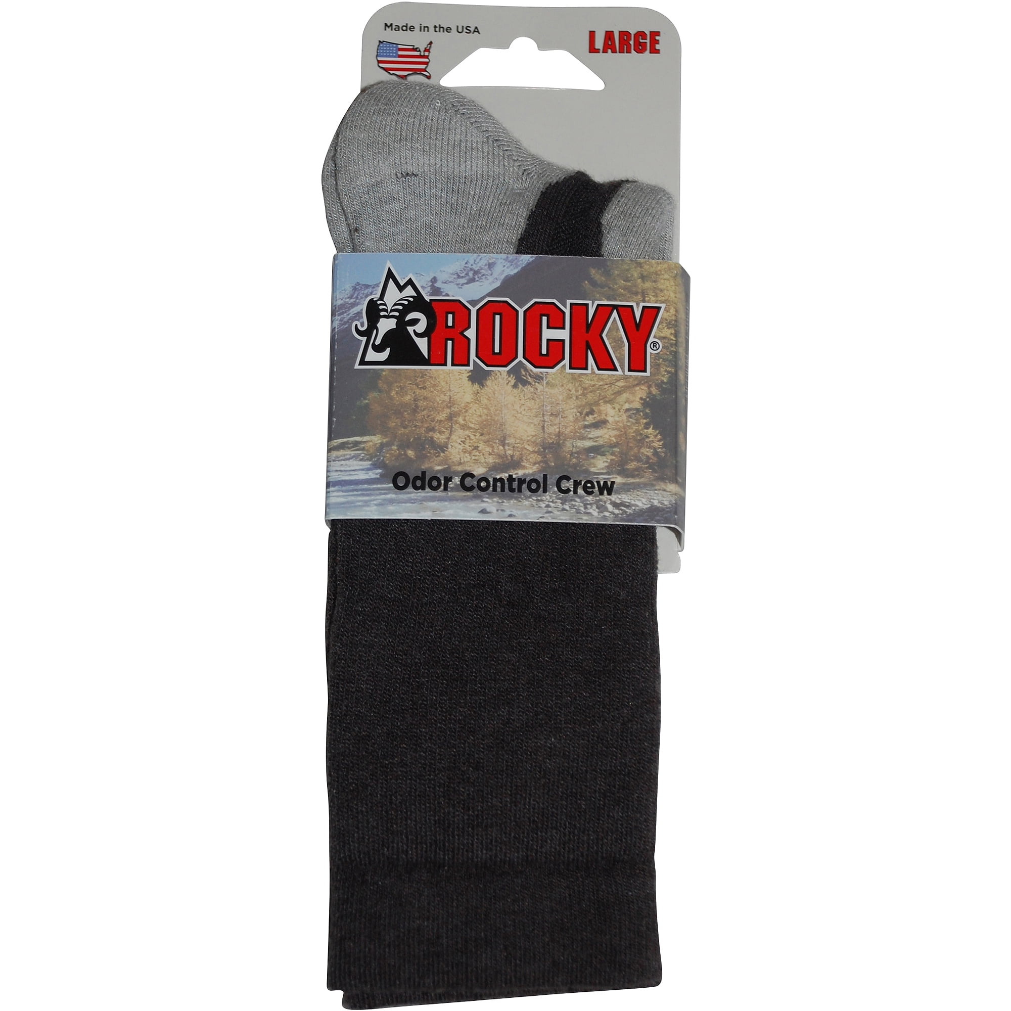 Rocky Men's Scent-Lok Crew Socks Odor Control Warm Dry Support Hiking ...